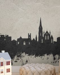 Limerick Ireland Skyline Concrete Wallpaper - Peel and Stick Walls Forever