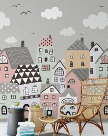 My Best Friends Houses Peel and Stick Wallpaper for Living Room, Bedroom