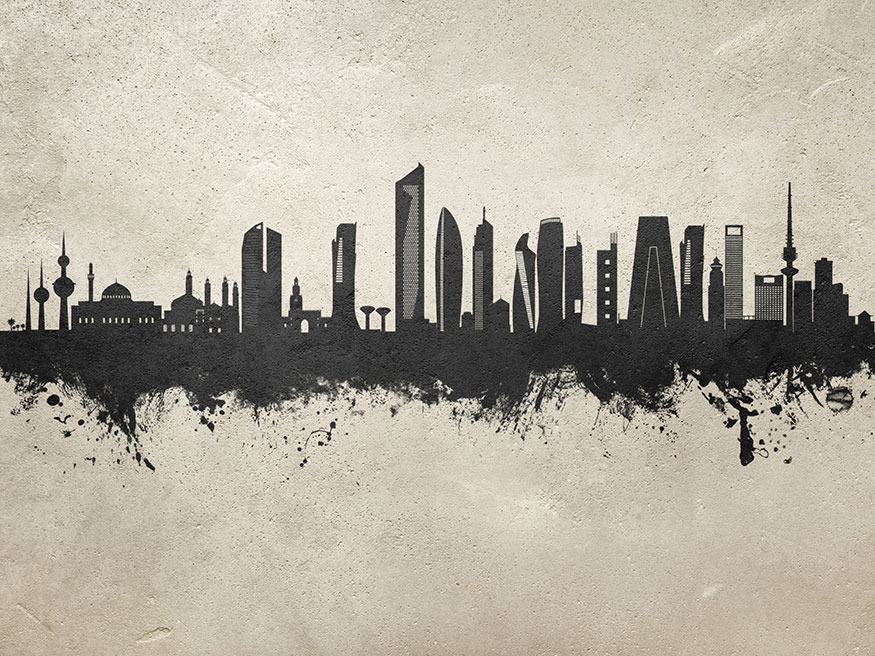 Kuwait City Skyline Concrete Wallpaper - Custom Fit