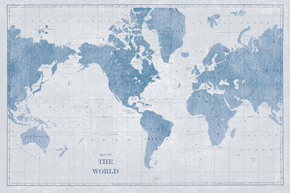 Blueprint Architectural World Map Wallpaper for Study Room Walls Forever