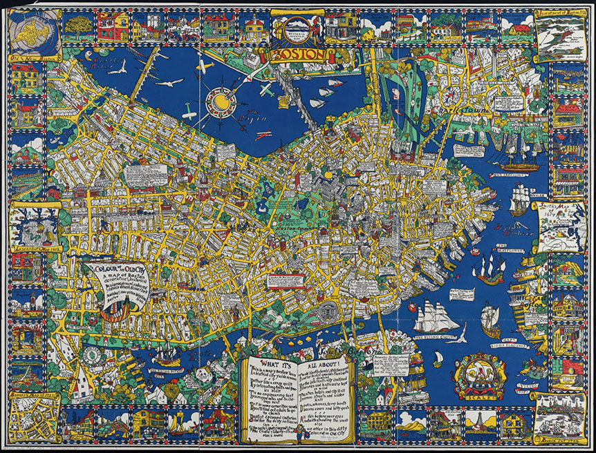 Decorative Boston City Map Wallpaper for Home Office