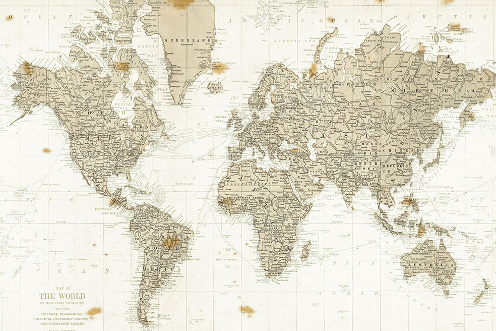 The World is Your Oyster Map Peel and Stick Wallpaper for Living Room ...