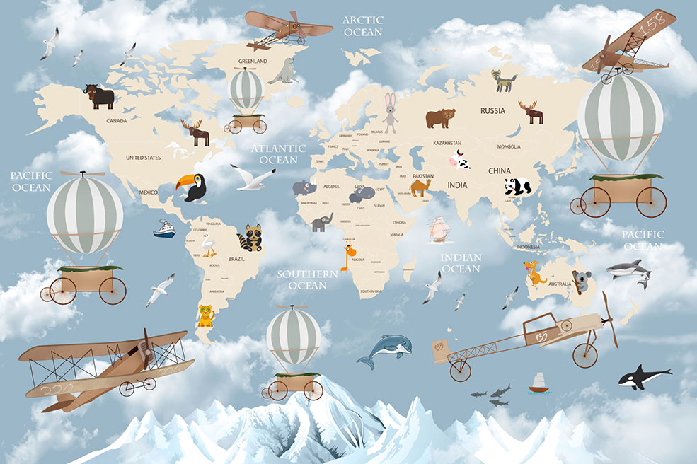Adventure World Map Wallpaper – Elegant and Educational Decor