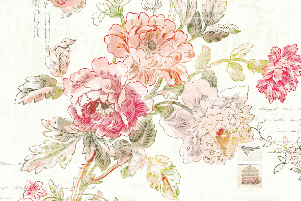 Cottage Roses I Wallpaper – Floral Elegance Decor