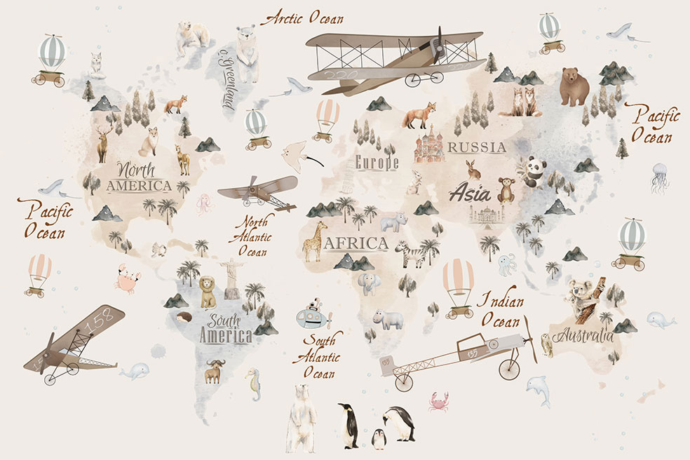 My First World Map Wallpaper – Educational and Joyful Decor