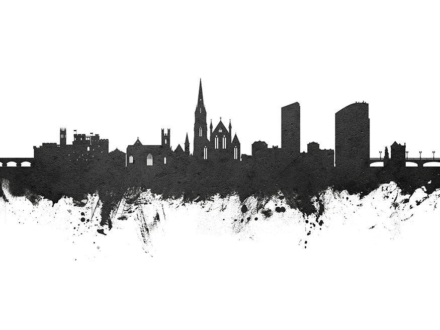 Limerick Skyline Black & White Wallpaper Walls Forever